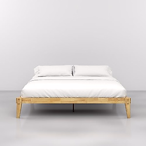 Bme Chalipa 14” King Bed Frame - Solid Wood Platform Bed - Japanese Joinery Bed Frame - Wood Slat Support - No Box Spring Needed - Easy Assembly - Minimalist & Modern Style, Golden Natural
