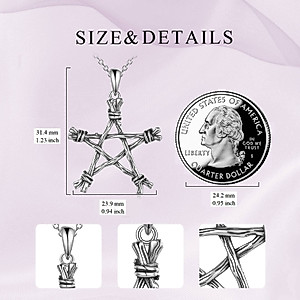 YFN Pentagram Necklace Sterling Silver Pentacle Necklace Star Necklace Wiccan Jewelry Gifts for Women Men Mother's Day (pentagram)