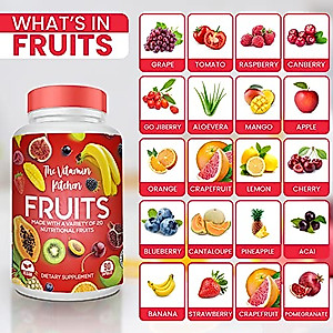 The Vitamin Kitchen Fruit and Veggie Supplements-90 Fruits, 90 Veggies Capsules to Boost Energy Balance - Whole Food Fruits and Vegetable from Nature - Made in USA - Soy & Vegan Free (Pack of 2)