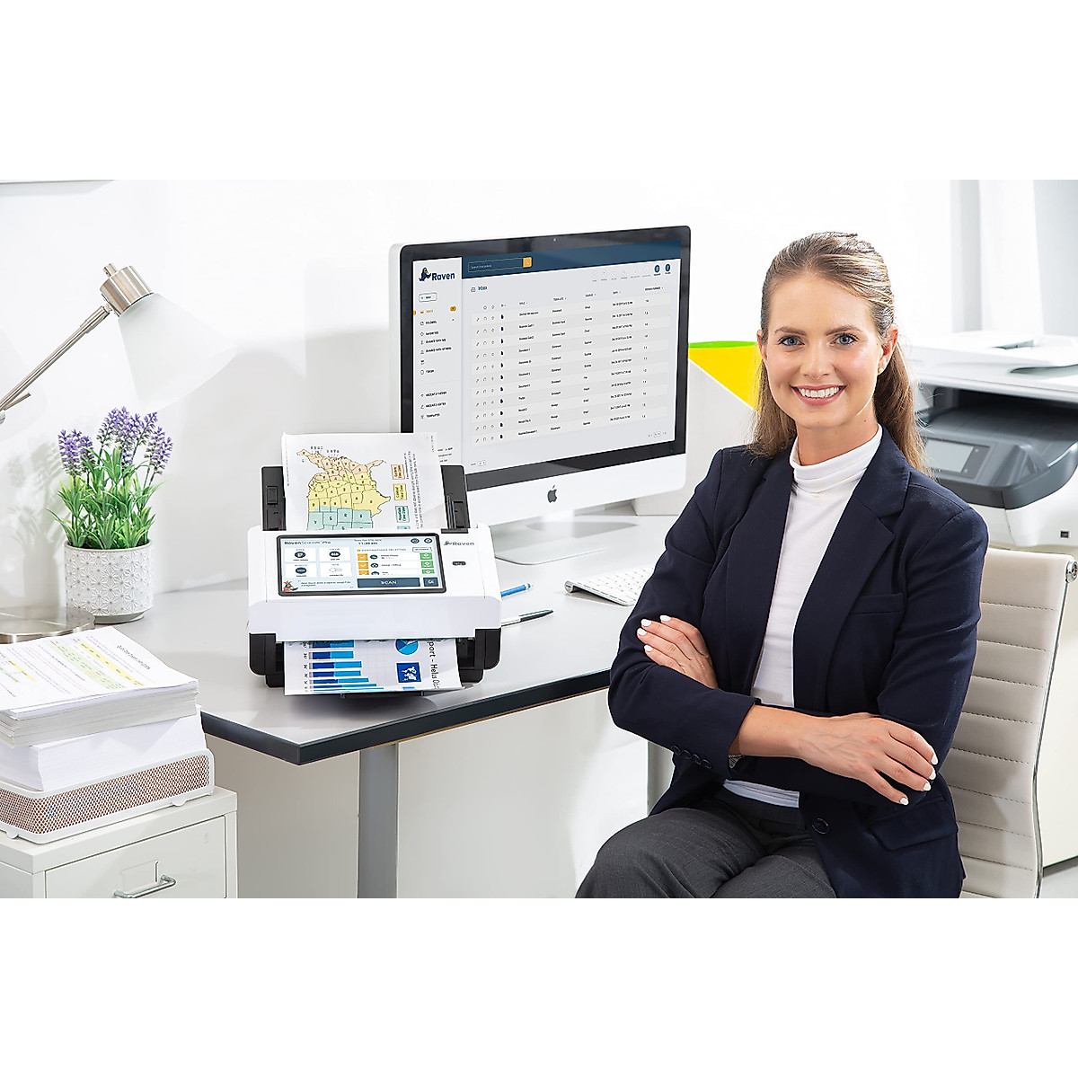 Raven Pro Document Scanner - Huge Touchscreen, High Speed Color Duplex Feeder (ADF), Wireless Scan to Cloud, WiFi, Ethernet, USB, Home or Office Desktop
