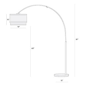 Brightech Mason Arc Floor Lamp - Modern Corner Standing Lamp with Unique Hanging Drum Lamp Shade for Living Room - Bright Overhead, Curved Hanging Light for Bedroom. Library, Den - Bronze
