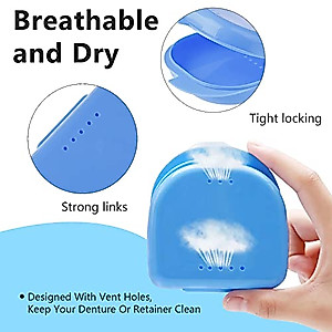 2 PCS Orthodontic Retainer Case,Retainer Case,Denture Case with Ventilation Holes for Mouth Guard and Floss (Purple)