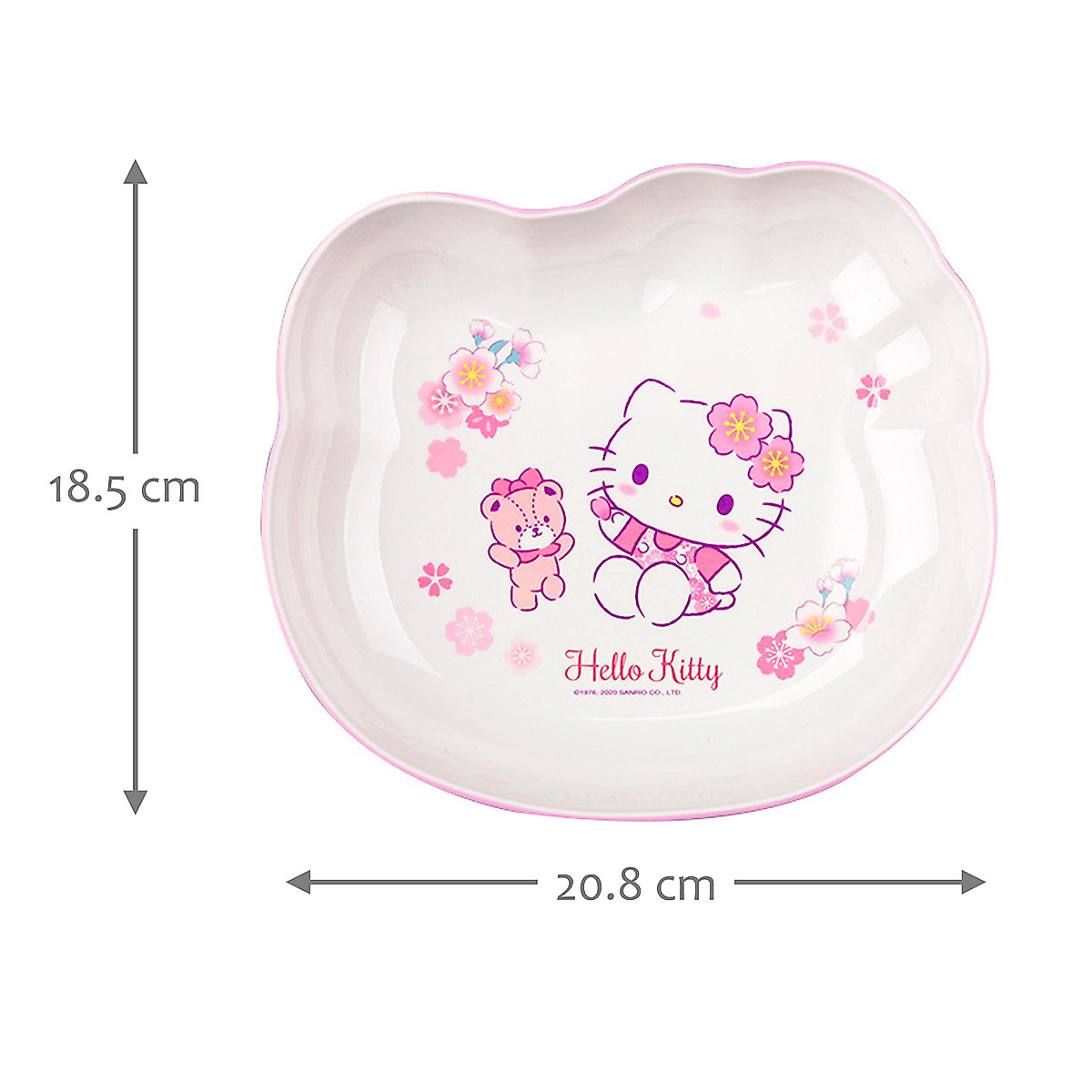 Hello Kitty Bear Sakura Cute Pink Dinnerware Flatware Meal Set – Plate Bowl Cup Spoon, 4 pieces