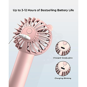 Mini Fan, Portable Fan with 3 Speeds for 2000mAh Battery USB-C Rechargeable, 3-Speed Quiet Operation, Stylish Handheld Fan for Outdoors & Travel