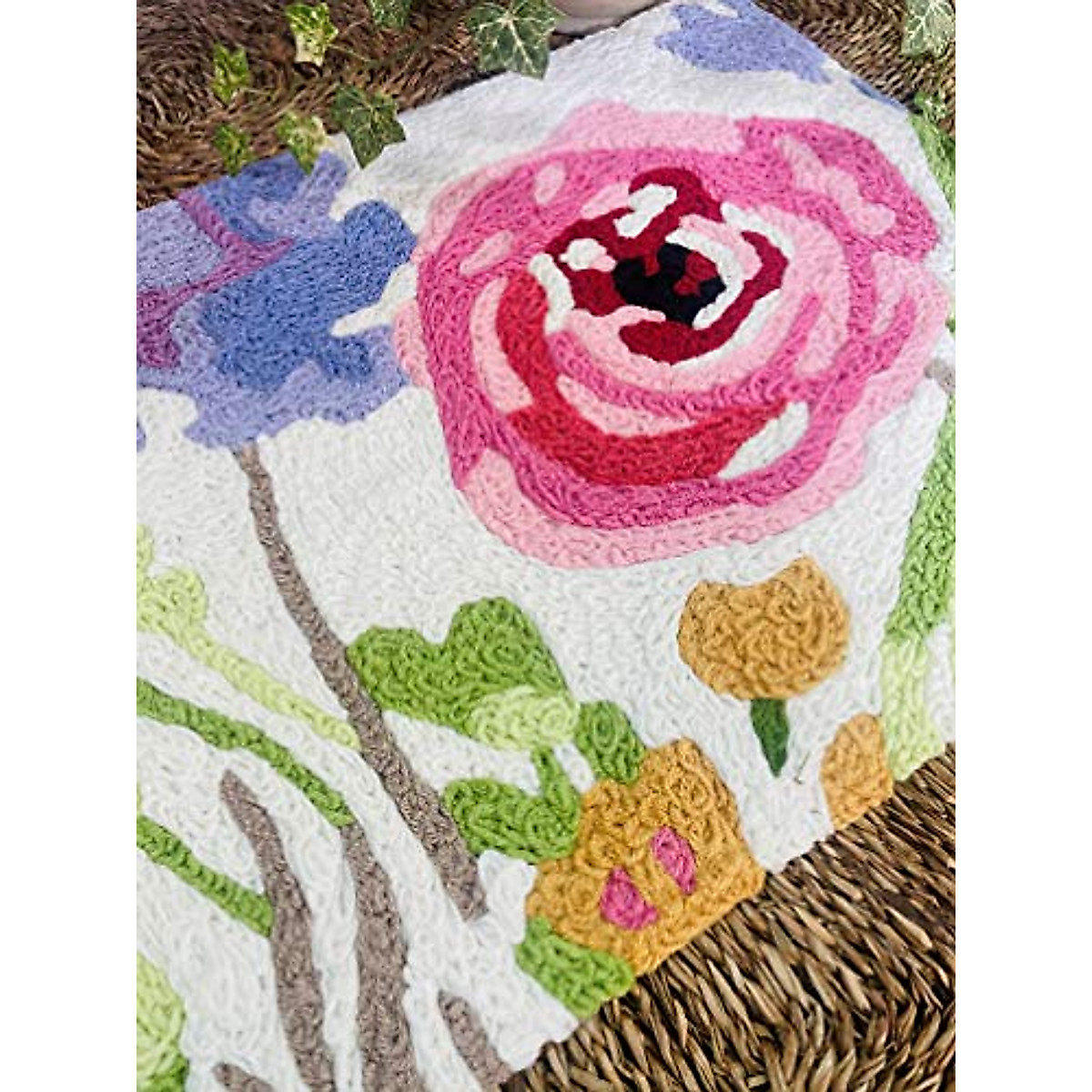 Jellybean Modern Indoor / Outdoor Mat Home Comfort Rugs 20" X 30" Rectangle Happy Flowers