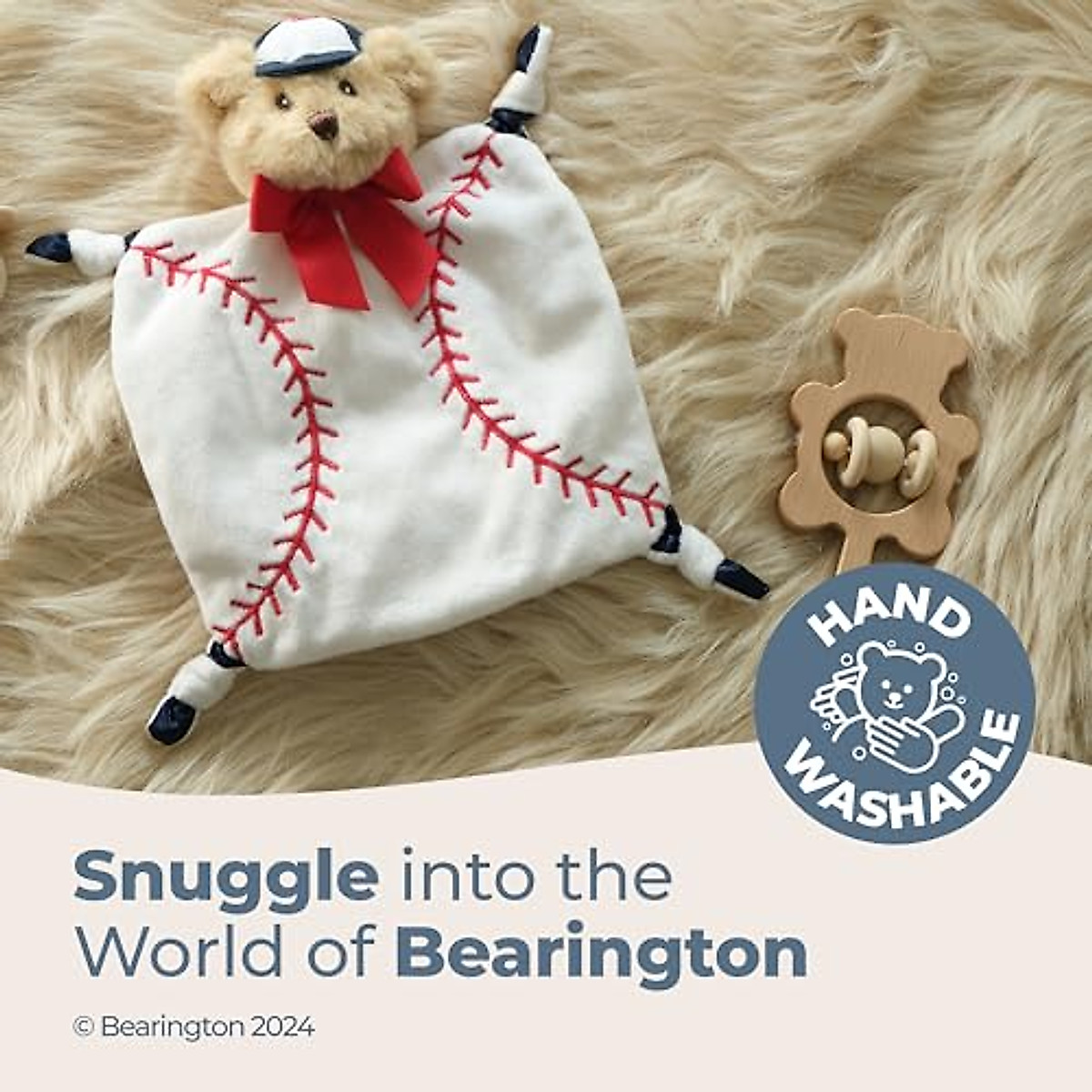 Bearington Baby Wee Lil’ Slugger, 8 x 7 Inch Small Teddy Bear Baby Baseball Stuffed Animal, Security Blanket Lovey for Babies