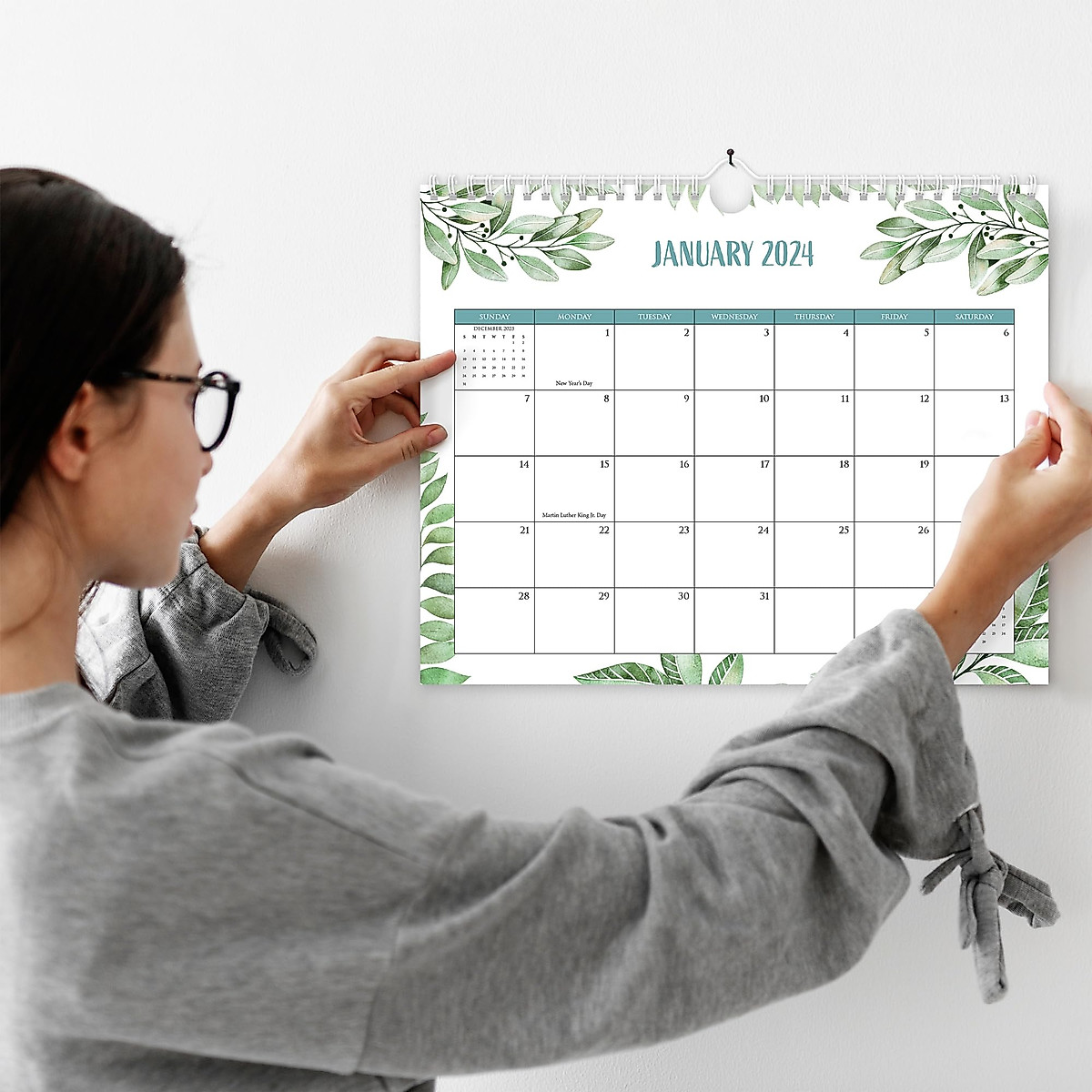 Aesthetic Greenery 2024 Wall Calendar - Runs from June 2023 Until December 2024 - The Perfect 23-24 Spiral Calendar and Monthly Planner for Easy Organizing