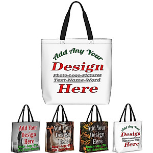 Tote Bags for Women Customized Shopping Bags Beach Bag Travel Bags Personalized Gifts White Customized Shoulder Bags with Your Own Logo Image Text Name
