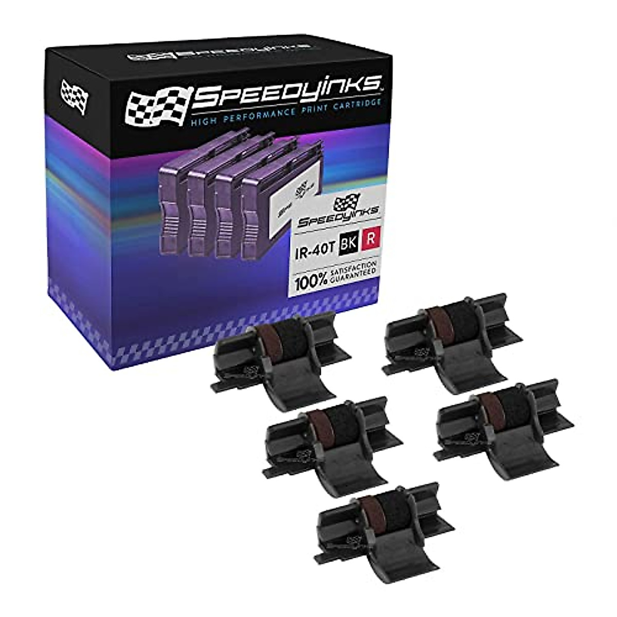 Speedyinks Compatible Ink Roller Replacement for IR-40 CP-13 (Black & Red 5-Pack)