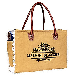 CLA Upcycled Canvas & Leather Handbag, Cowhide Leather and Canvas Bag, canvas Handbag for women, Canvas Tote Bag, Canvas Tote Bags for women