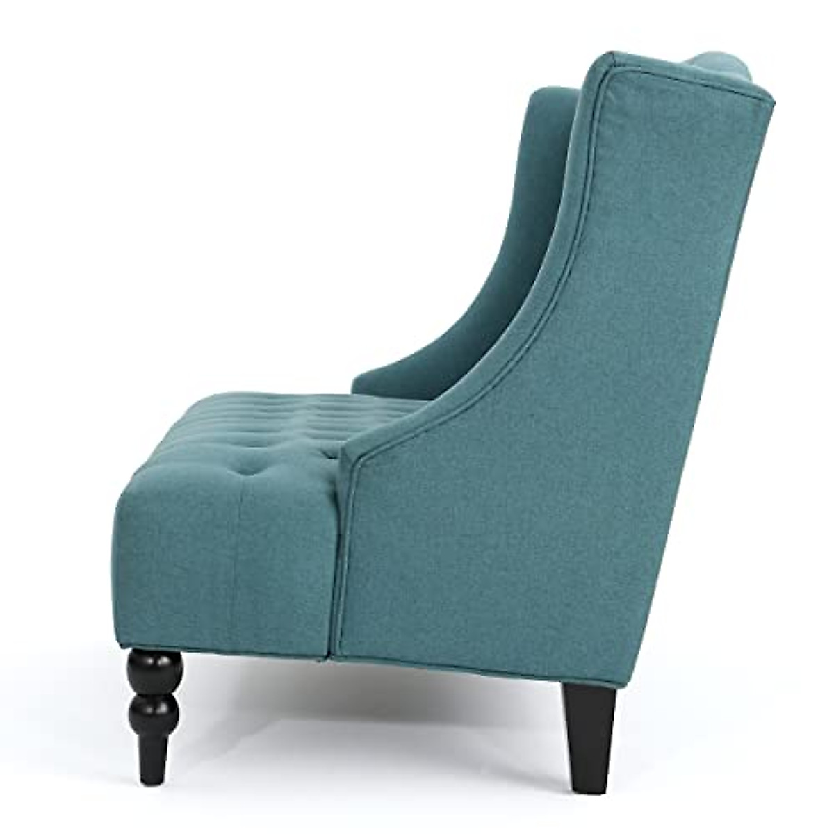 Christopher Knight Home Leora Traditional Tufted Velvet Wingback Loveseat, Dark Teal / Dark Brown