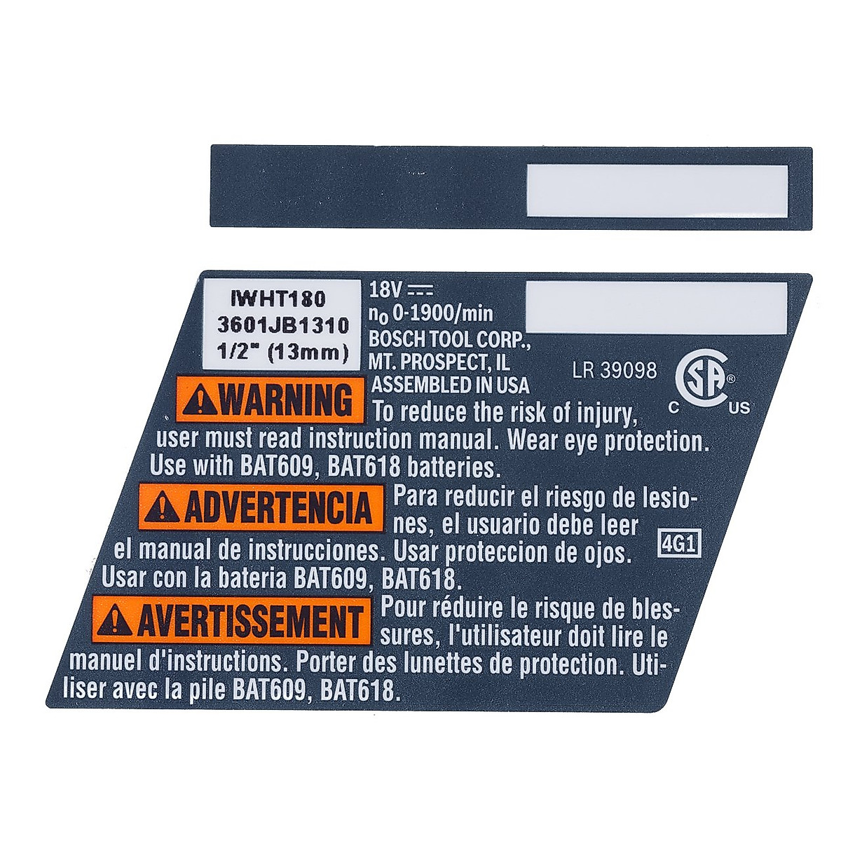 Bosch Parts 2610011073 Nameplate