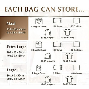 GENIE SPACE - Incredibly Strong Premium Cube Space Saving Vacuum Bags | 2 x MAXI (43x35x18in) | Airtight & Reusable | Create 80% more space | For Clothes, Towels, Bedding, Duvets and more..