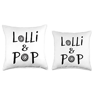 Lollypop Lolly and Pop Grandparents TShirt Gift Lolli and Pop Tshirt Grandparents Couples Lollipop Tee Throw Pillow, 18x18, Multicolor