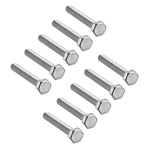 10 Pcs M8 Hex Bolt M8-1.25 x 55mm UNC Hex Head Screw Bolts A2-70(304) Stainless Steel Fully Threaded Hex Tap Bolts，Plain Finish，Fully Threaded (M8 x 55mm)