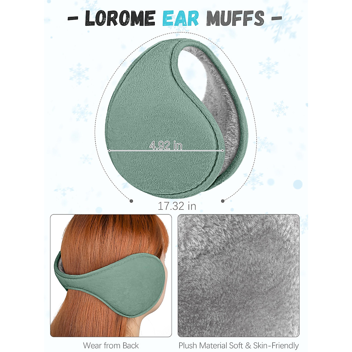 Winter Hat Scarf Gloves and Ear Warmer, Warm Knit Beanie Hat Touch Screen Gloves Set Winter Gifts Neck Scarves for Women Mint Green