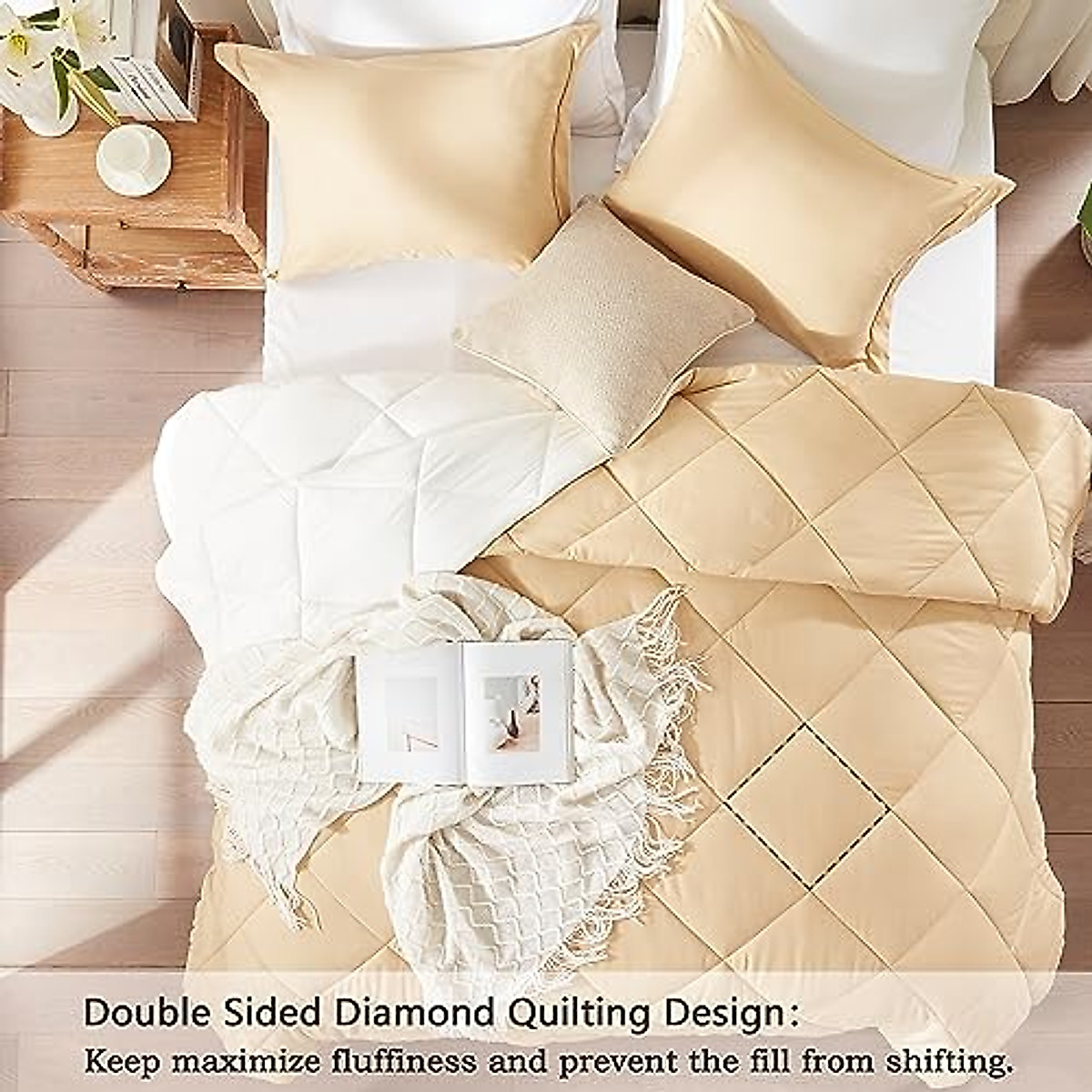 NexHome Twin Comforter Set - Khaki Comforter Twin Size Bedding Set - Soft Down Alternative Comforter Bed Set All Seasons 2 Pieces for Kids Boys Girls- 1 Comforter (68"x88") + 1 Pillow Sham (20"x26")