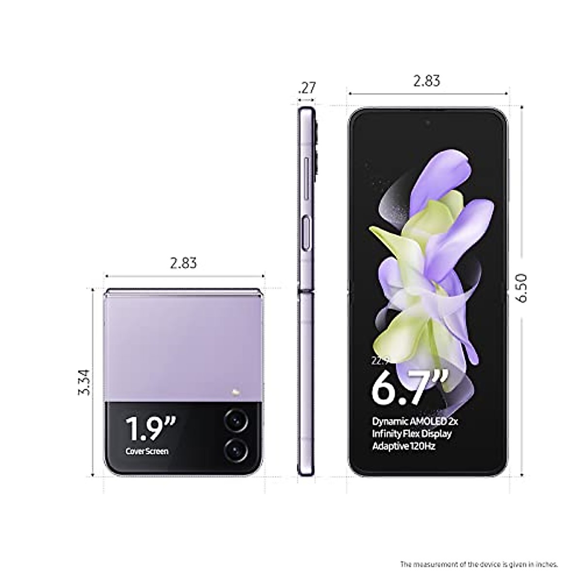 SAMSUNG Galaxy Z Flip 4 Cell Phone, Factory Unlocked Android Smartphone, 128GB, Flex Mode, Hands Free Camera, Compact, Foldable Design, Informative Cover Screen, US Version, 2022, Bora Purple