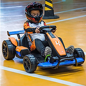 PRIME CLUB Electric Go Kart Kids Ride on Car 24V Ride on Toys Pedal Drift Cart with 2 Speeds,Sound System,LED Light,Racing Flag ,Christmas Birthday Gifts for 6+ Boys Girls