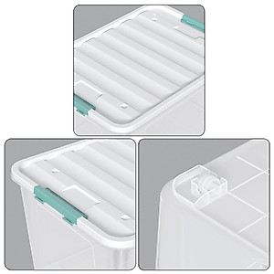 Vababa 80 L Large Plastic Storage Tote with Latch Lids, 4-Pack Clear Plastic Storage Bin with Wheels
