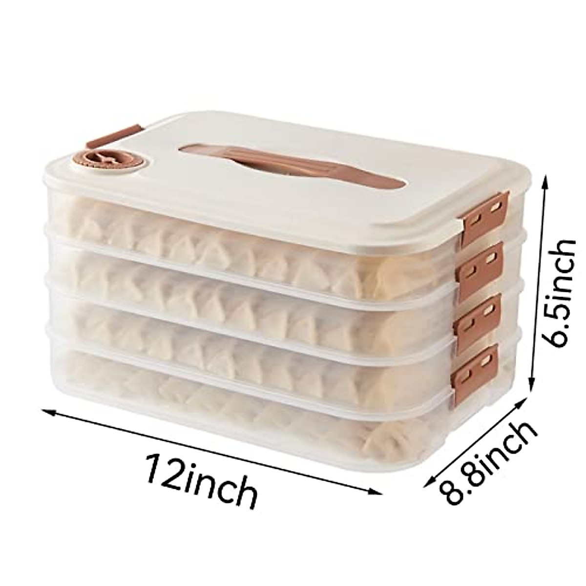 MANHONGYU 4-layer Food Storage Container, Transparent Food Preservation Box for Kitchen and Refrigerator, Dumpling Box, Well Sealed