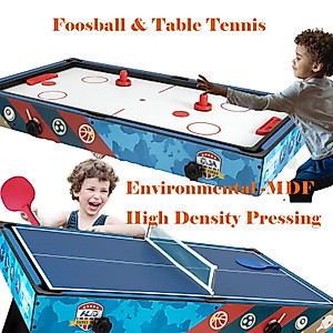 HLC 4FT Multi Function Combo Game Table with Pool Billiard Slide Hockey Foosball Basketball and Table Tennis