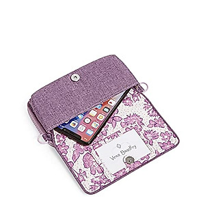 Vera Bradley Women's Recycled Lighten Up Reactive Compact Crossbody Purse With RFID Protection, Pale Orchid Heather, One Size