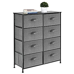 mDesign 38.31" High Steel Frame/Wood Top Storage Dresser Furniture Unit with 8 Removable Fabric Drawers - Large Bureau Organizer for Bedroom, Living Room, or Closet - Lido Collection, Cream/Gold