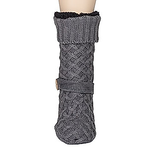 Womens Sweater Design Super Thick Comfy Non-Skid Slipper Socks (Charcoal Grey)
