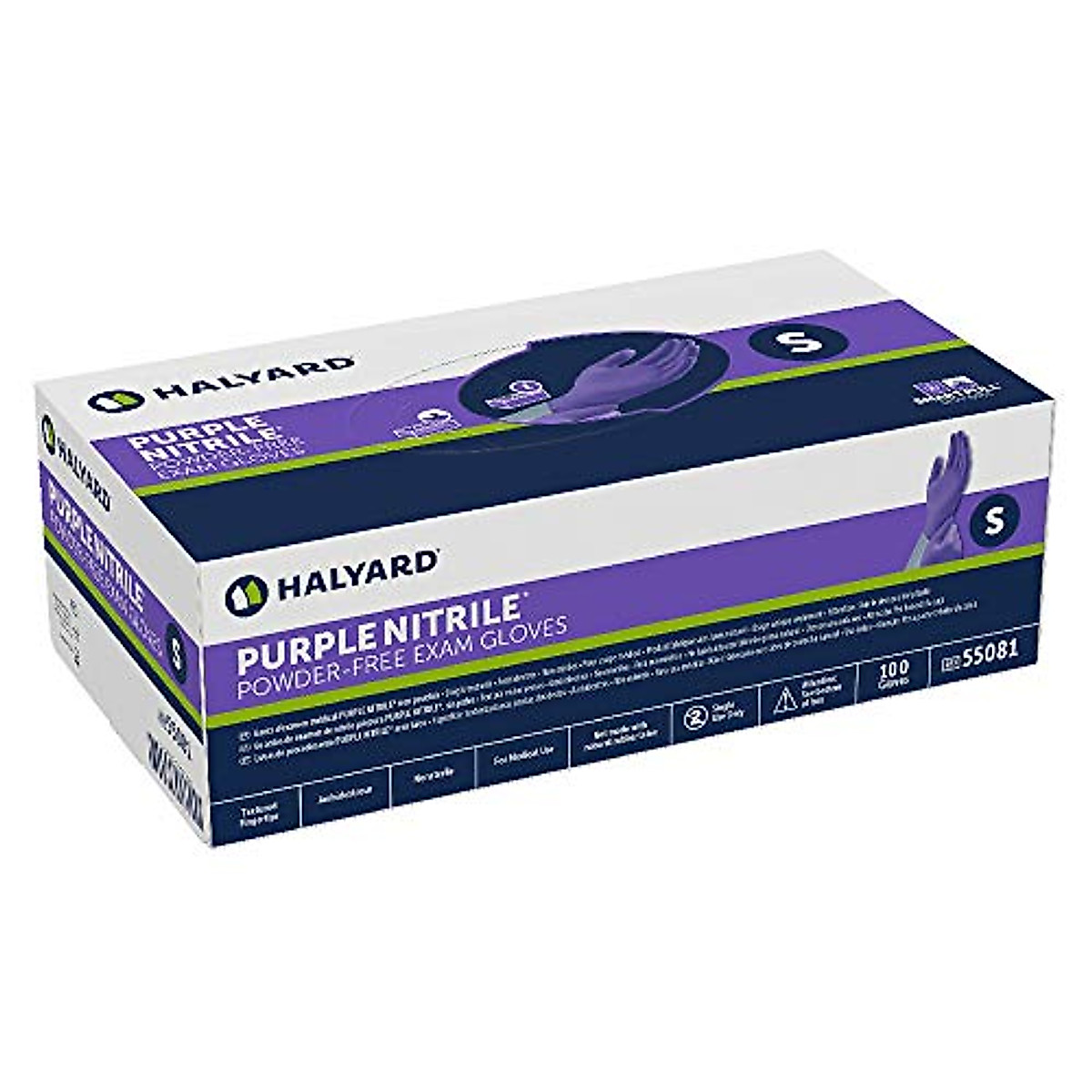 HALYARD PURPLE NITRILE* Exam Gloves, Powder-Free, 5.9 mil, Small, 55081 (Box of 100)