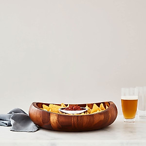 Nambè Butterfly 2-Piece Chip and Dip Set, Silver/Wood, Medium