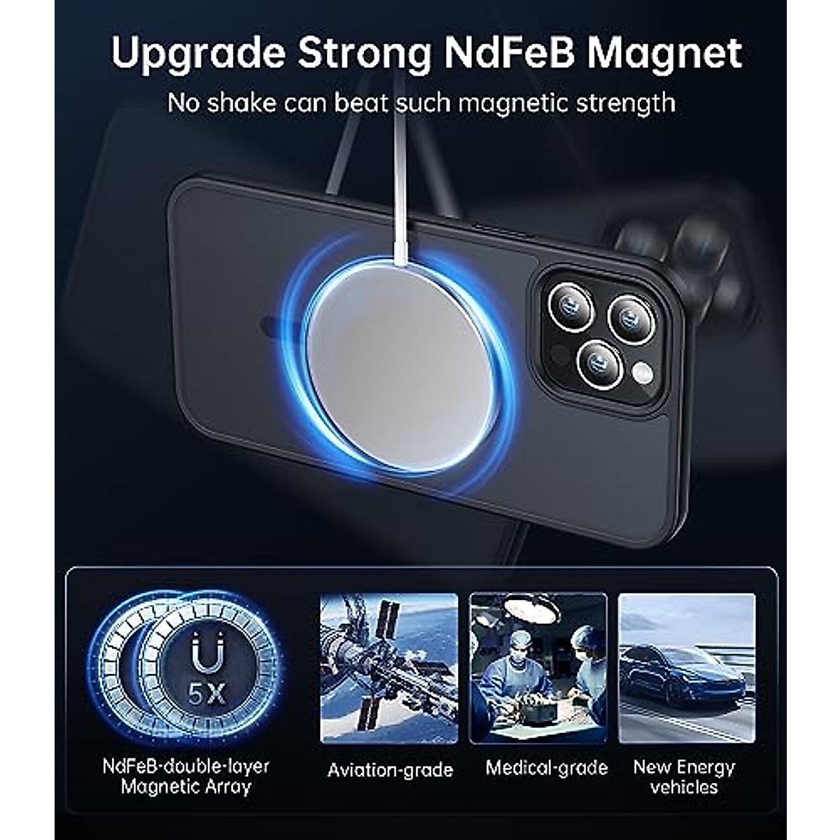 Kocanasi 𝗡𝗘𝗪 Magnetic for iPhone 13 Pro Max Case [Compatible with MagSafe] [10FT Military Grade Drop Tested] Slim Translucent Matte Case for iPhone 13 Pro Max Phone Case, Black (6.7")