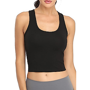 Porvike 3-Pack Sports Crop Tank Tops for Women: Racerback Yoga, Running, Gym Workout Shirts (S, Black/White/Grey)