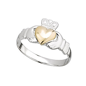 Biddy Murphy Women's Irish Claddagh Ring, 925 Sterling Silver & 10k Gold, Imported Celtic Jewelry, Size 6