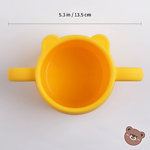 BLUE GINKGO Silicone Toddler Cups - Open Cup for Baby with Handles | Made in Korea | 8oz Training Open Cups for Toddlers 1-3 (Yellow)