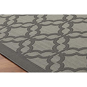 Msrugs Area Rugs - 8x10 Flatweave Collection Light Grey Indoor/Outdoor Modern Area Rug - Contemporary Floral Carpet for Patio, Deck, Porch, Camp and Picnic (7'10''x9'10'')