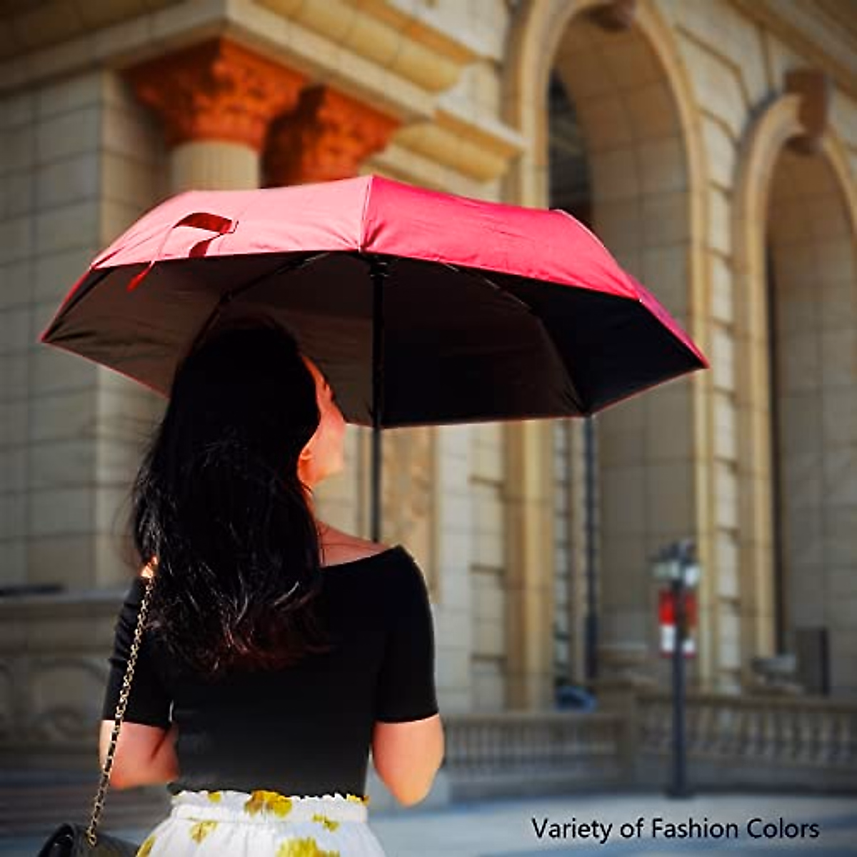VIVIAN & TOMMY Travel Umbrella Windproof Auto Open Close Compact Folding Umbrella UV Protection Strong Steel Lightweight Portable for Women and Men (Black)