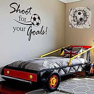 Soccer Wall Decal Soccer Wall Decor Soccer Stickers for Wall Soccer Room Decor Football Stuff Soccer 3D Wall Art Shoot for Your Goals Wall Art Football Stickers for Bedroom Kids Boy Wall Decoration