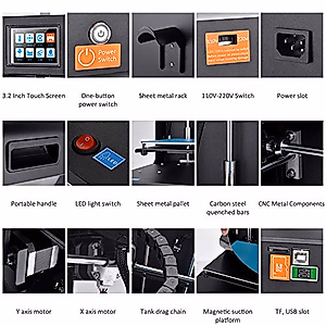 HUAFAST 3D Printer HS-Mini S High Resolution Enclosed Industrial Large Size 200x200x200mm Build Area Support 1.75mm PLA ABS PETG Wood TPU Flexible Filament for School Education Family Maker DIY Liker