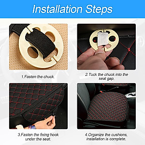 3PCS Set Car Seat Cushion for Front and Back Seat, 3D Soft Linen Breathable Auto Seat Cover, Comfort Non-Slip Rubber Bottom Universal for Most Cars (Black/Gold/3PCS)