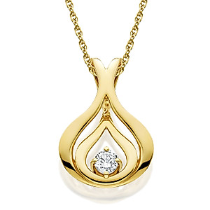 Pompeii3 10k Yellow Gold Round-Cut Natural Diamond Pendant With 18" 10k Gold Chain Necklace
