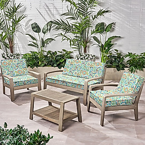 Melody Elephant Outdoor Cushion Covers with Ties, Patio Cushion Slipcovers Replacement for Decoration Garden Sofa Bench,48"x18"x3", Flower Blue