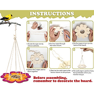 YOYOJOY 4 Pack Arts and Crafts Bird Feeders Kit for Kids, DIY Kids Crafts for Boys Girls Toddlers 3 4 6 8 12, Wooden Painting Craft Kits Outdoor Activities