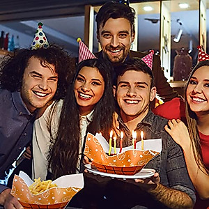 Marsui 100 Pcs Sports Theme Birthday Party Supplies Serves 50, Paper Food Trays Food Boats with Wax Paper Sheets for Sports Birthday Party Plates Decorations Favors (Basketball)