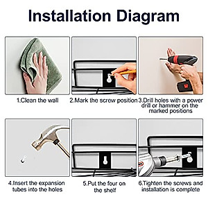 Huryfox Corner Shower Caddy Bathroom Organizer Shower Shelf with Hooks, Adhesive Shower Shelves, Wall Mounted Shampoo Holder, 2 Pack Shower Racks for Inside Shower, Black