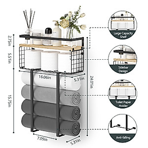 Towel Racks for Bathroom, Metal Towel Holder with Storage Basket,Wall Towel Rack for Rolled Towels, Towel Storage for Small Bathroom,Bathroom Shelves.