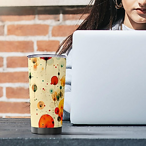 QWEUIOP 20oz Insulated Travel Coffee Mug Vintage Hand Drawn Polka Dots Stainless Steel Tumbler with Lid Double Wall Vacuum Coffee Cup For Hot and Cold Drinks14265