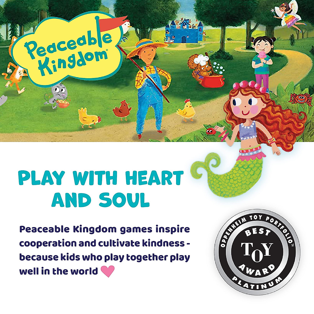 Peaceable Kingdom Mermaid Island Award Winning Cooperative Board Game for 2 to 6 Kids Ages 5+