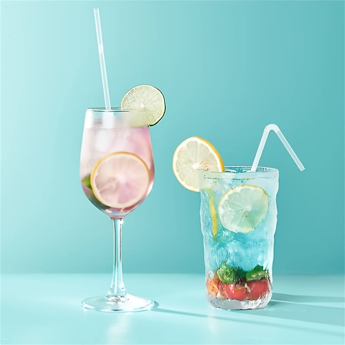 Typutomi 100pcs Clear Plastic Straws Individually Wrapped Disposable Bendy Straw Flexible Drinking Straws for Juice, Milk, Tea, Cocktails, Parties, Daily use(8.3 Inch)