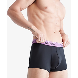 Calvin Klein Men's Micro Stretch 3-Pack Low Rise Trunk, Black Bodies W/AMEYTHYST, Silver Birch, Midnight, X-Large